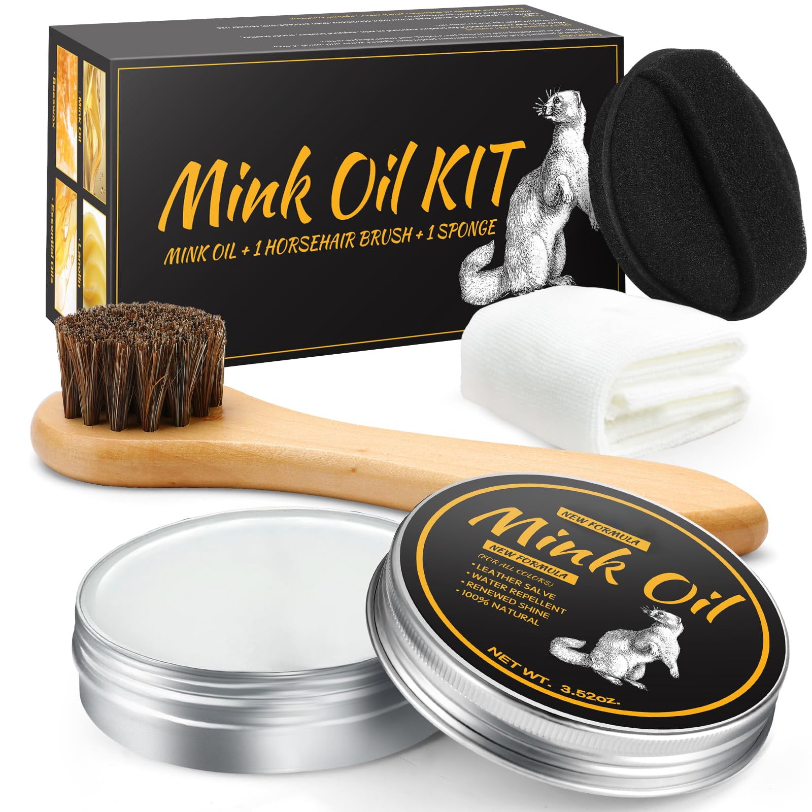 4-in-1 Mink Oil Leather Conditioner and Cleaner 3.5 oz - Premium ...