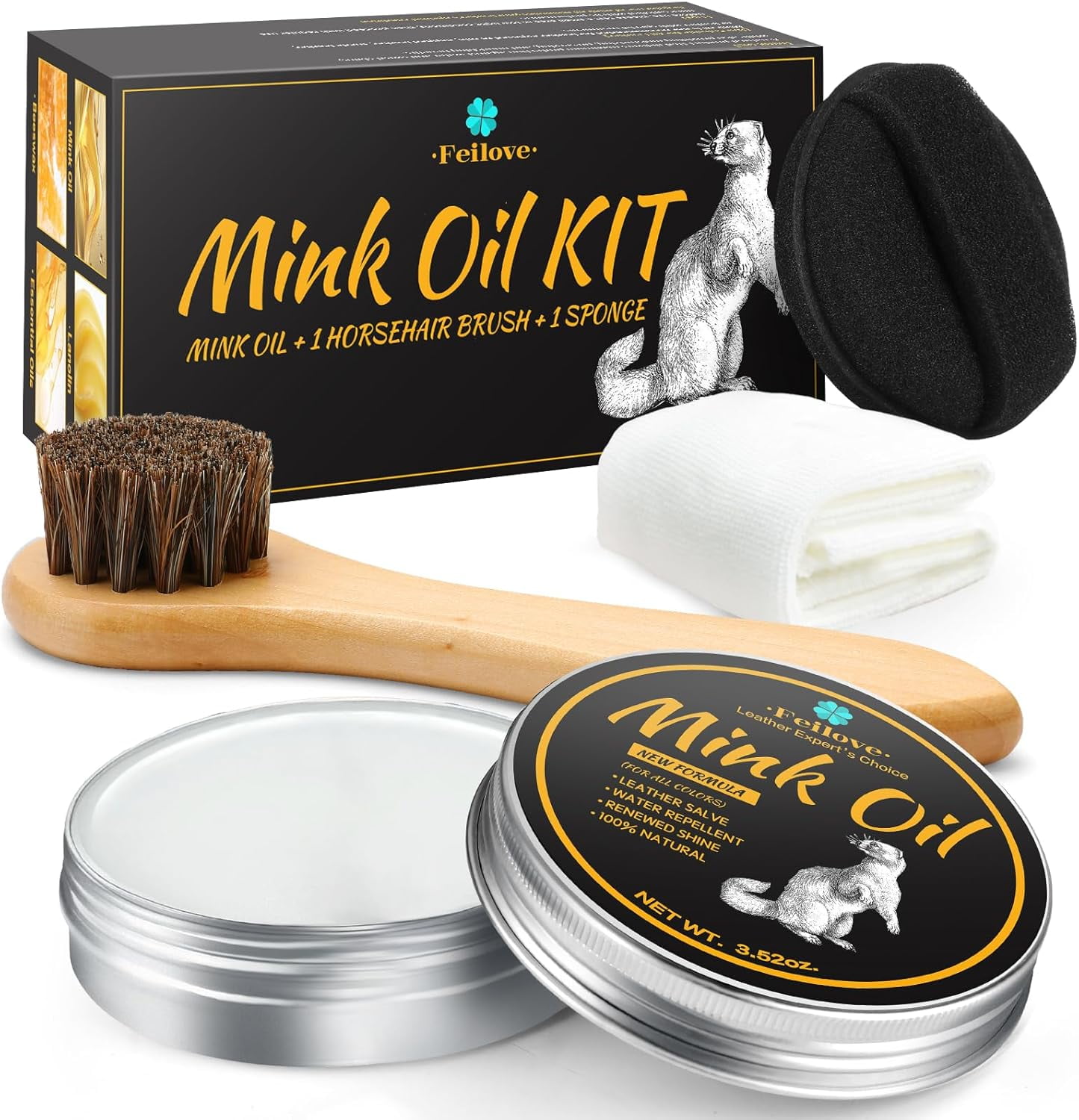 4-in-1 Mink Oil Leather Conditioner and Cleaner 3.52 oz - Premium ...