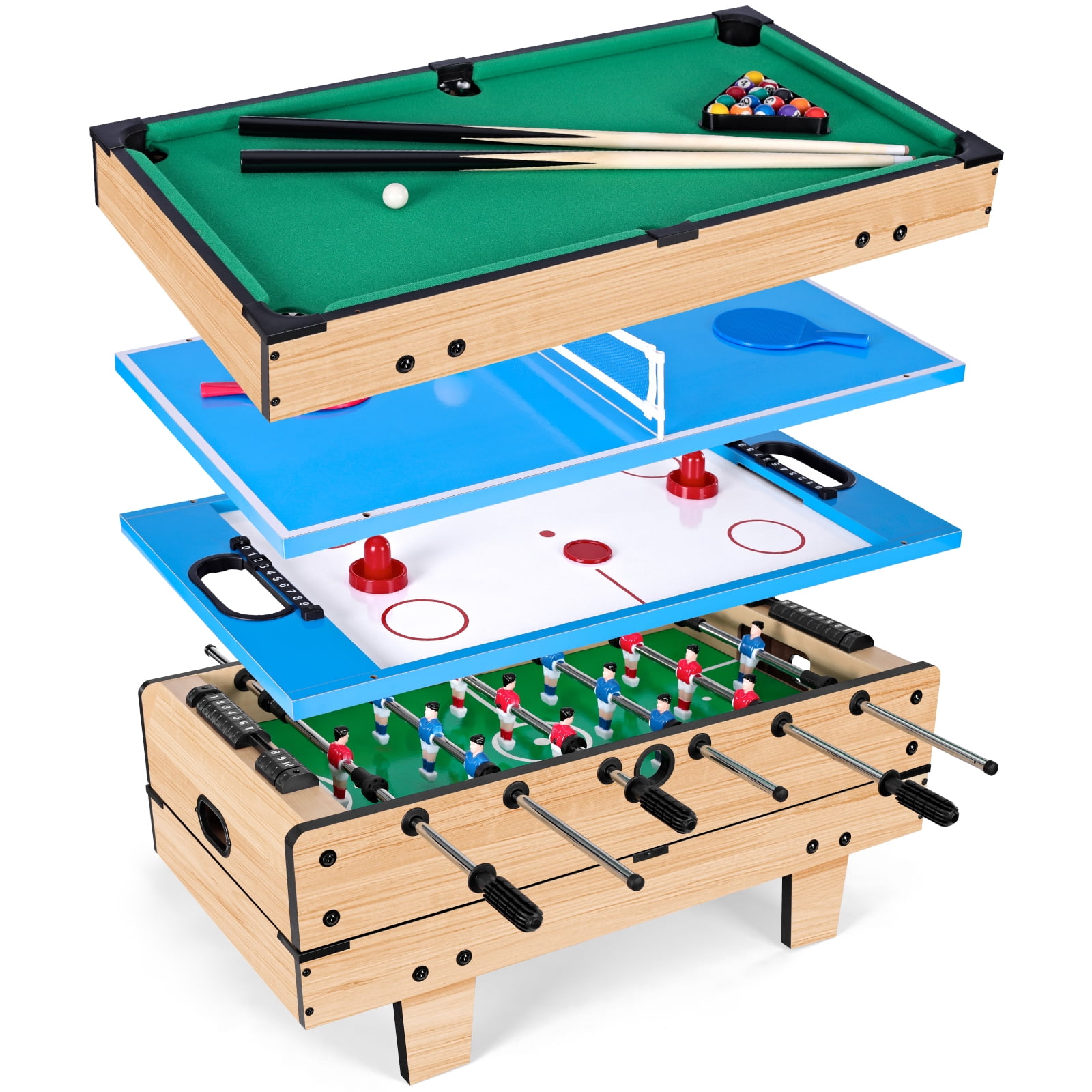 4-in-1 Multi Game Table, Combo Foosball Table Top w/Billiards, Ping ...