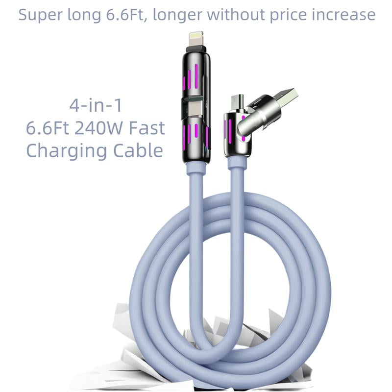 4-in-1 Multi USB Charging Cable MAX 240W Fast Charging/Charger Cord with USB A+Type C for iPhone ...