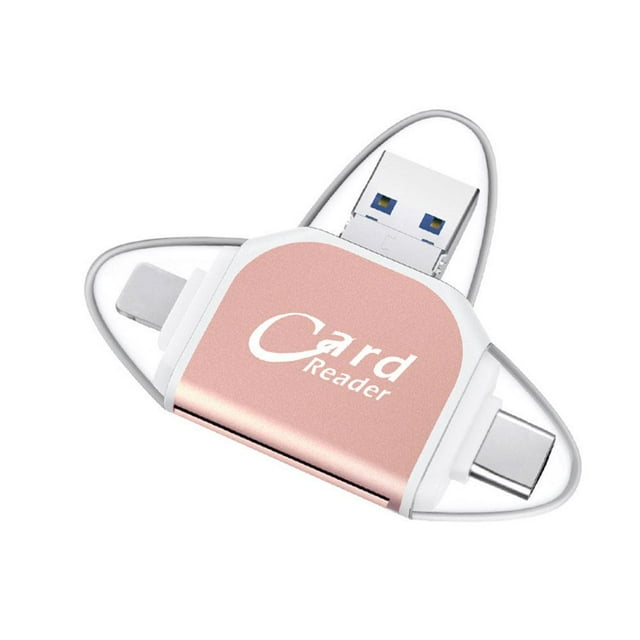 4 in 1 Multi function Card Reader, USB-Type C-TF Card-SD Card-Lighting ...