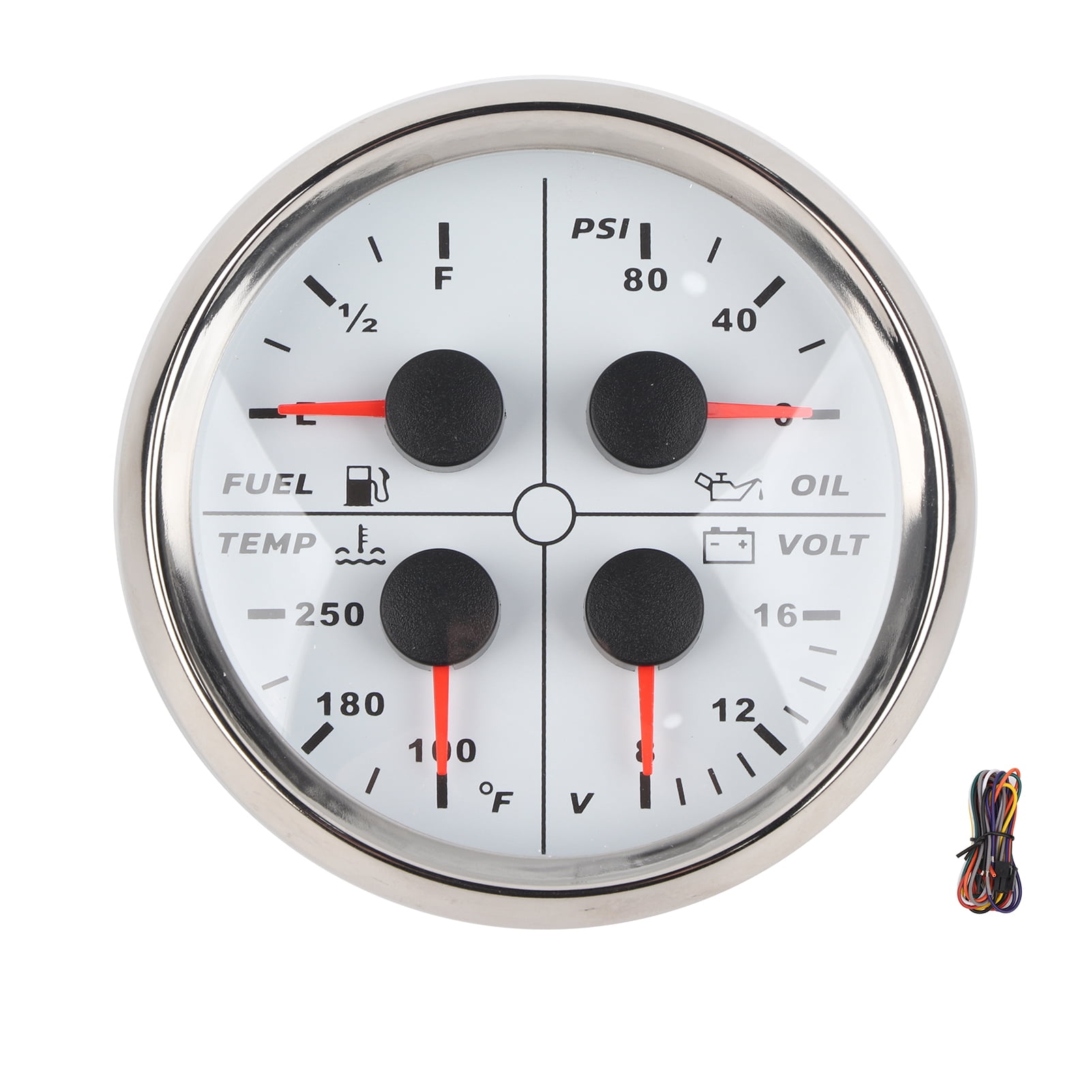 4 in 1 Multifunctional 85mm Oil Level/Pressure Meter and Voltmeter for ...