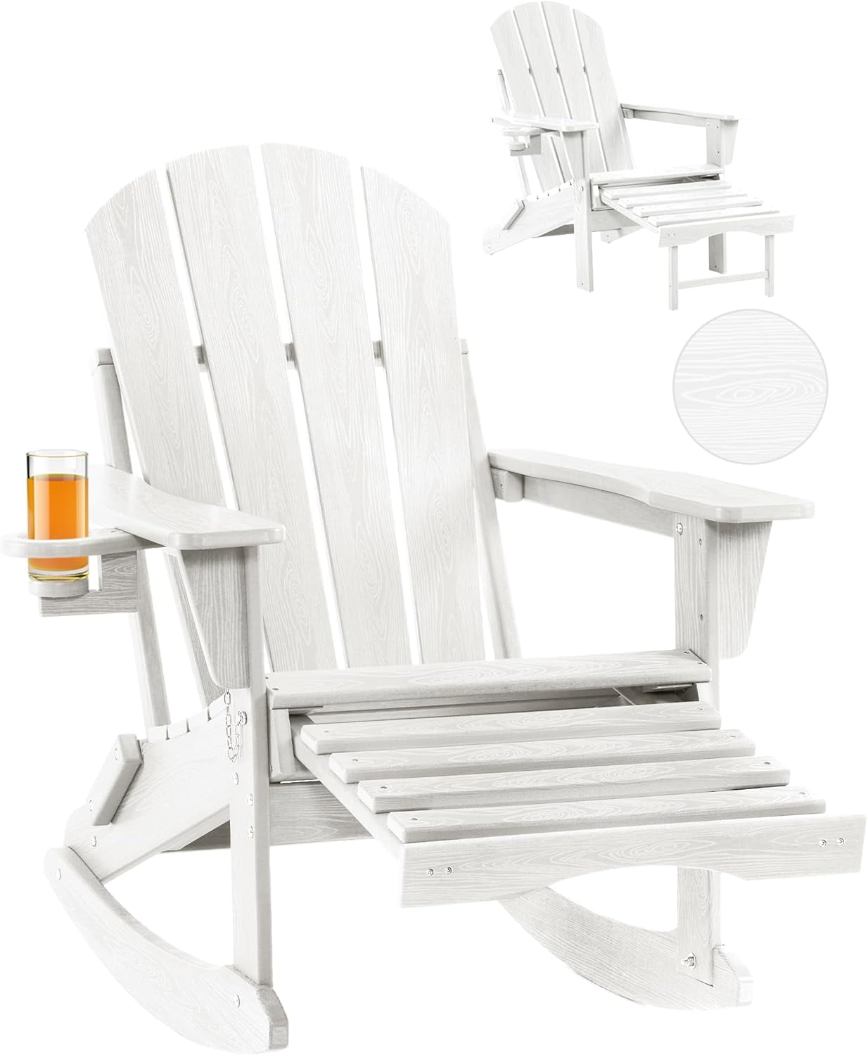 4-in-1 Multifunctional Folding Adirondack Rocking Chair with ...