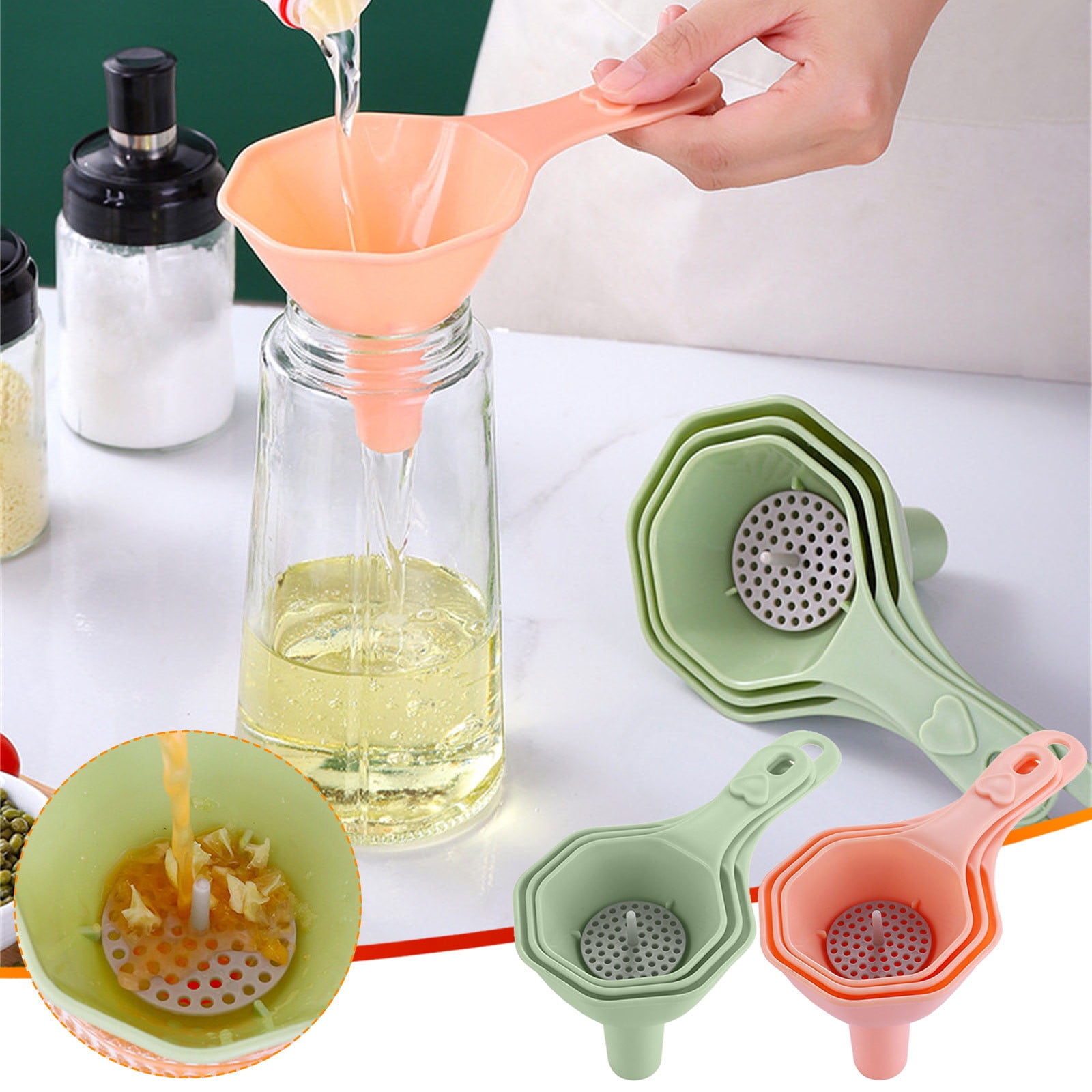 4-in-1 Multifunctional Funnel Set, Plastic Oil Liquid Filling Funnels ...