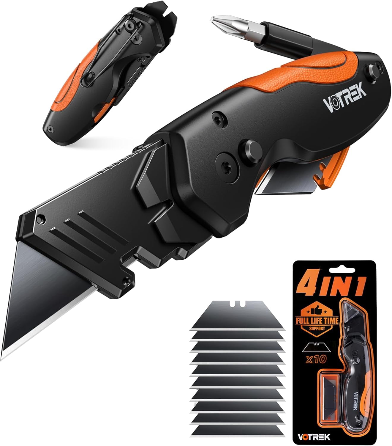 4-in-1】 Multitool Folding Utility Knife Box Cutter, Navajas para ...