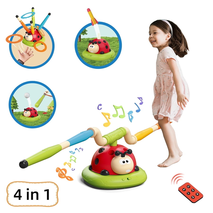 4-in-1 Musical Jump, Target Toss, Launcher & Baseball Set with Remote ...