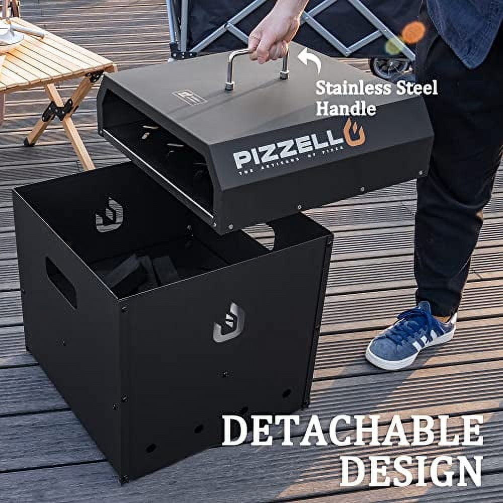 4-in-1 Outdoor Pizza Oven 16" Wood Fired Outside Oven 2-Layer ...