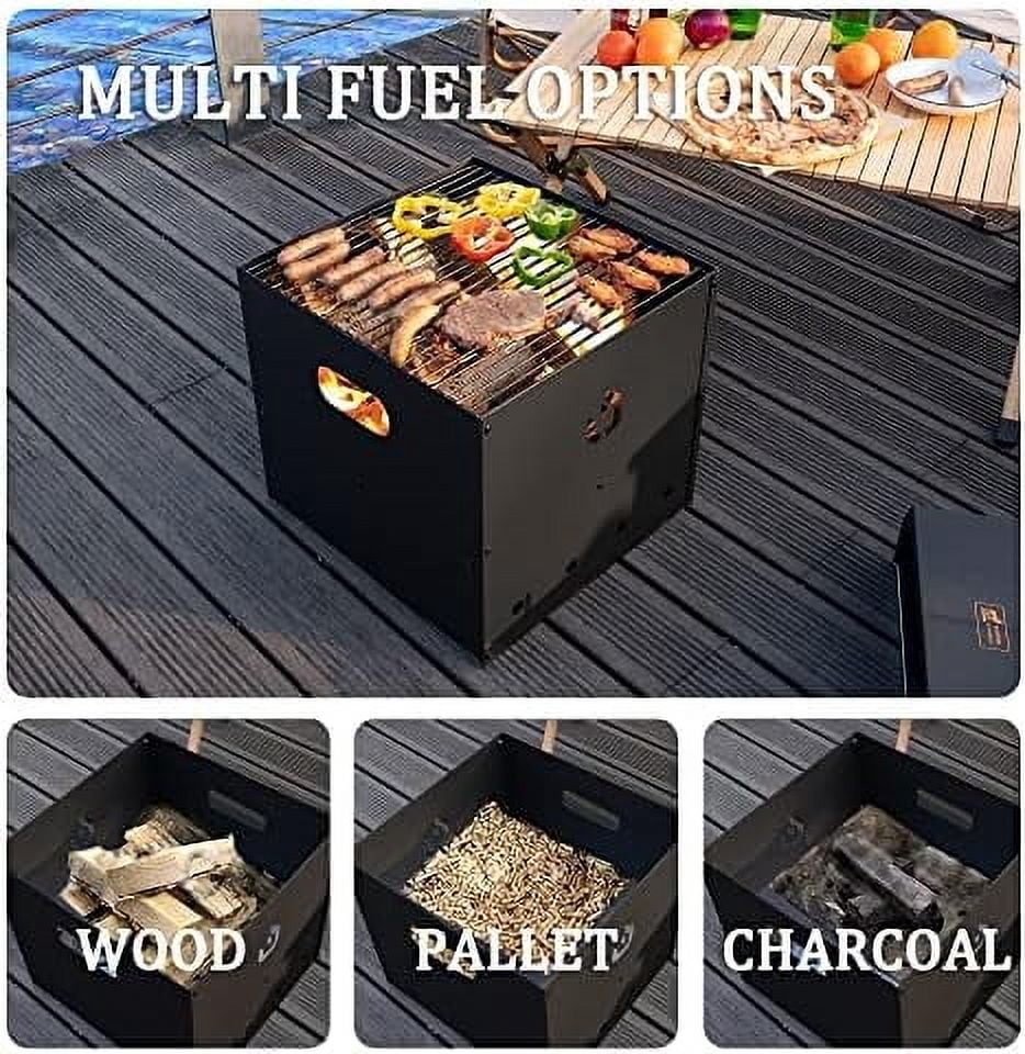 4-in-1 Outdoor Pizza Oven 16" Wood Fired Outside Oven 2-Layer ...