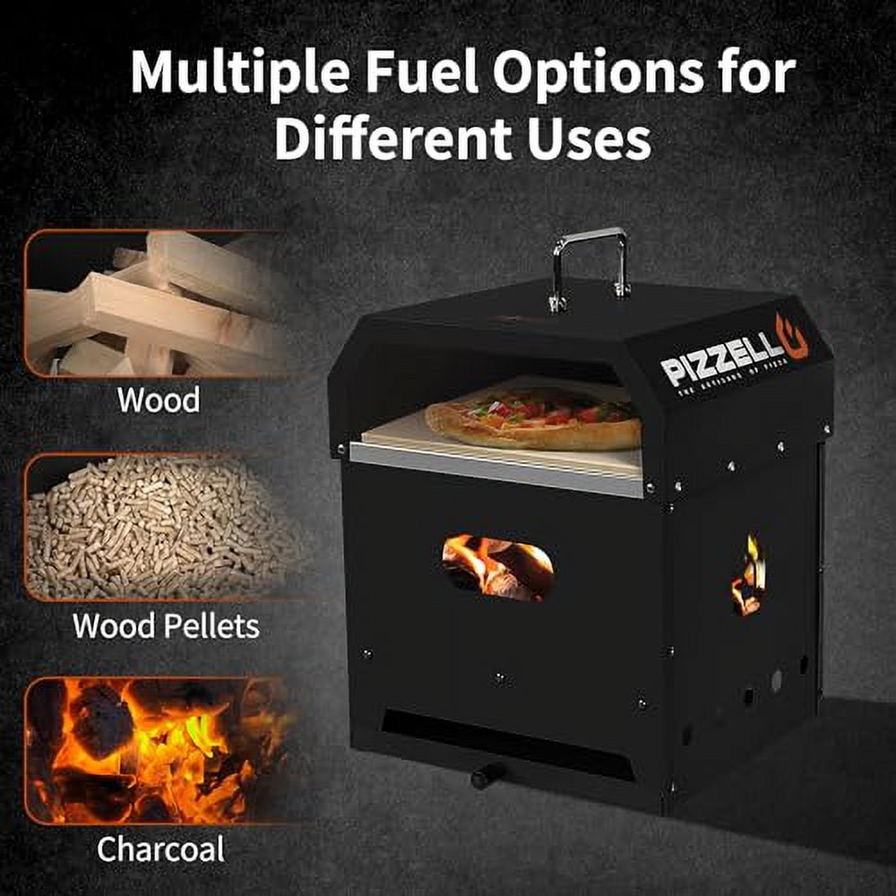 4-in-1 Outdoor Pizza Oven 16" Wood Fired Outside Oven 2-Layer ...