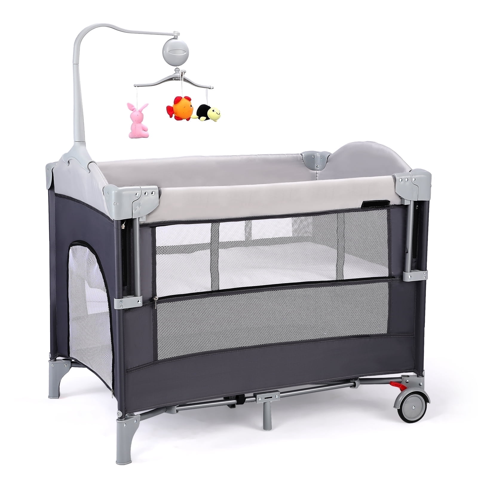 4 in 1 Pack and Play Bassinet, Easy Folding Travel Crib with Music ...