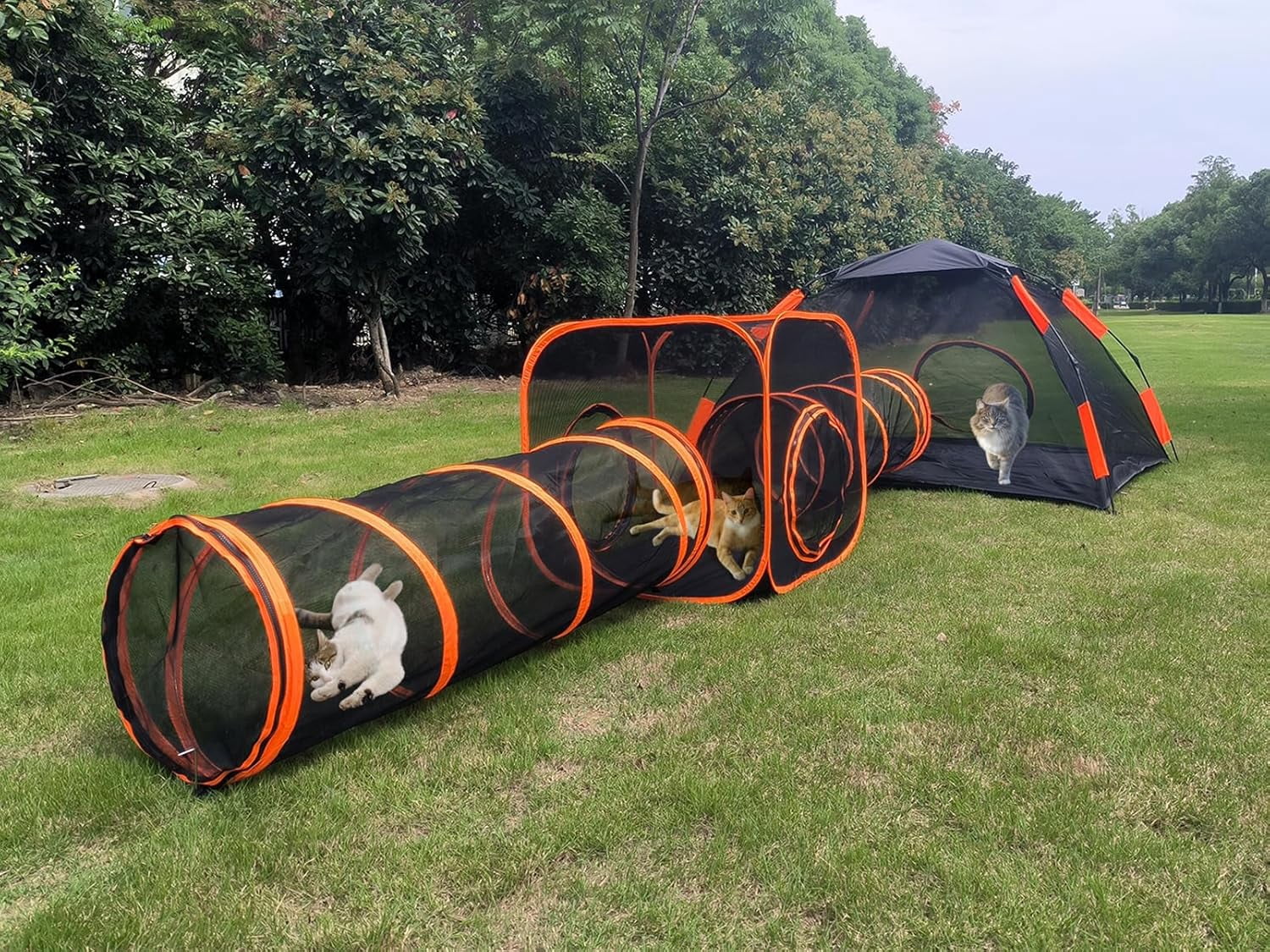 4 in 1 Pet Cat and Dog Tunnel Tent Foldable Pet Tent Outdoor Pop Up Pet ...