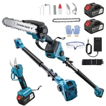 Vipuse 2-in-1 Cordless Pole Saw with Two 4.0Ah Rechargeable Batteries ...