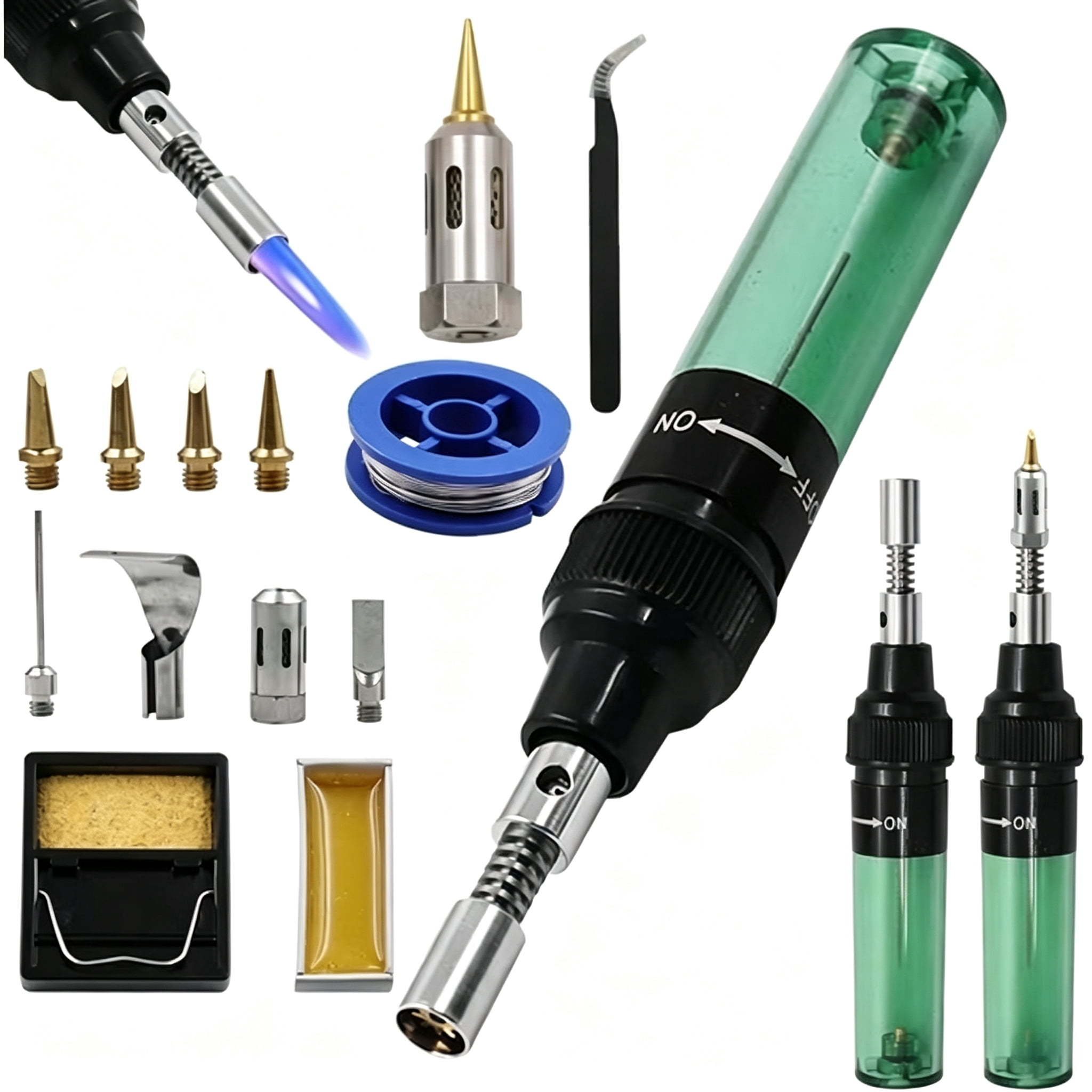 4-in-1 Portable Soldering Iron Kit, Cordless Butane Soldering Torch Pen ...