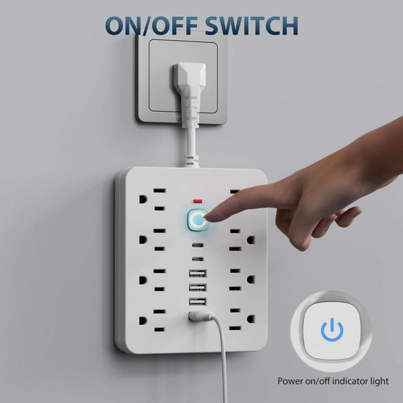 Power Strip Surge Protector with 8AC Outlets, 4USB & 2Type-C Ports ...