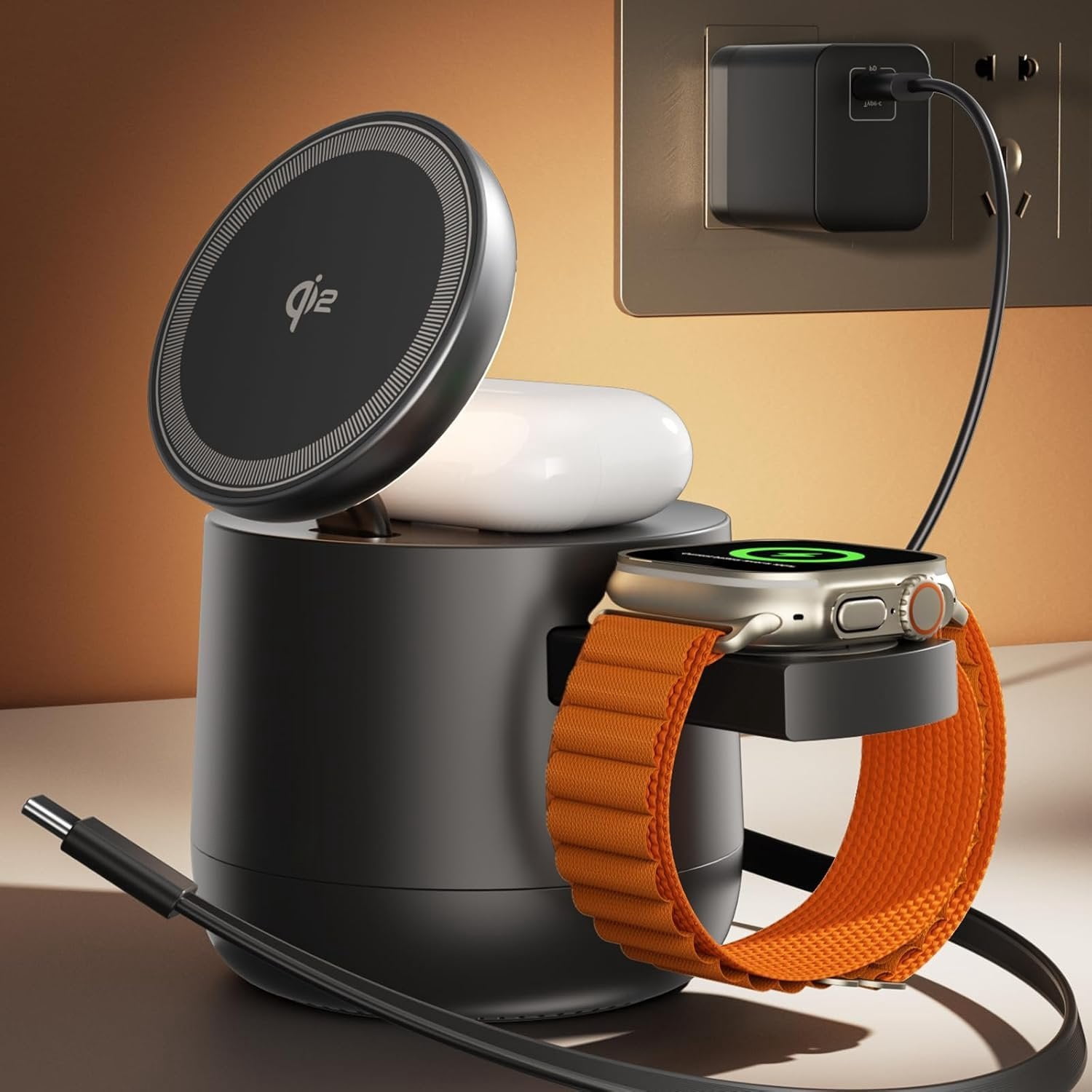 4 in 1 Qi2 Station for MagSafe, 15W Charger with Made for Watch Module ...