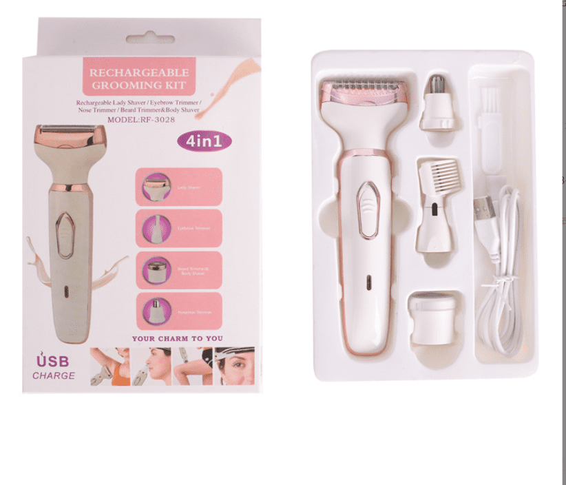 4-in-1 Rechargeable Grooming Kit (USB Charge) – Lady Shaver, Eyebrow ...