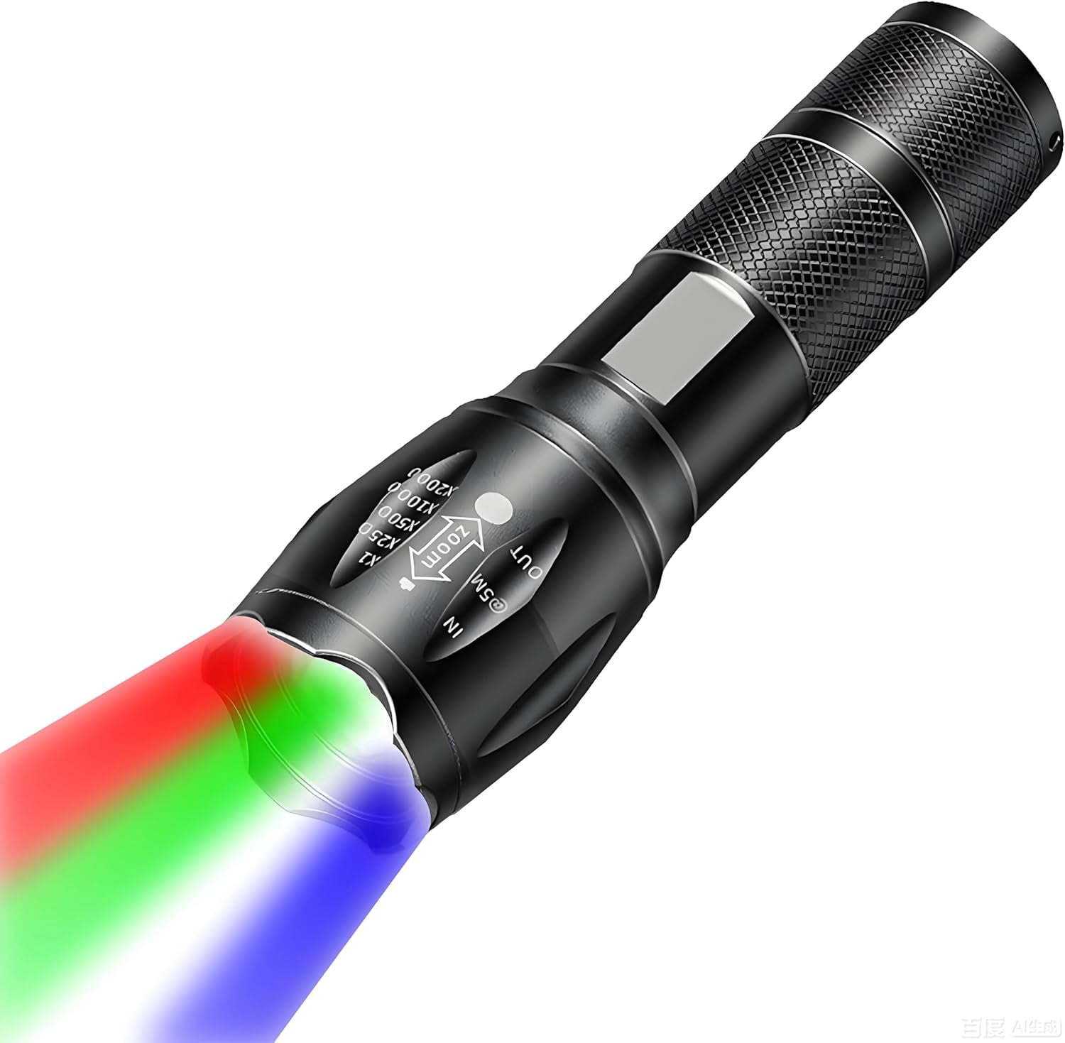 4-in-1 Red Rechargeable Flashlight - Multi-Color LED (White/Red/Blue ...