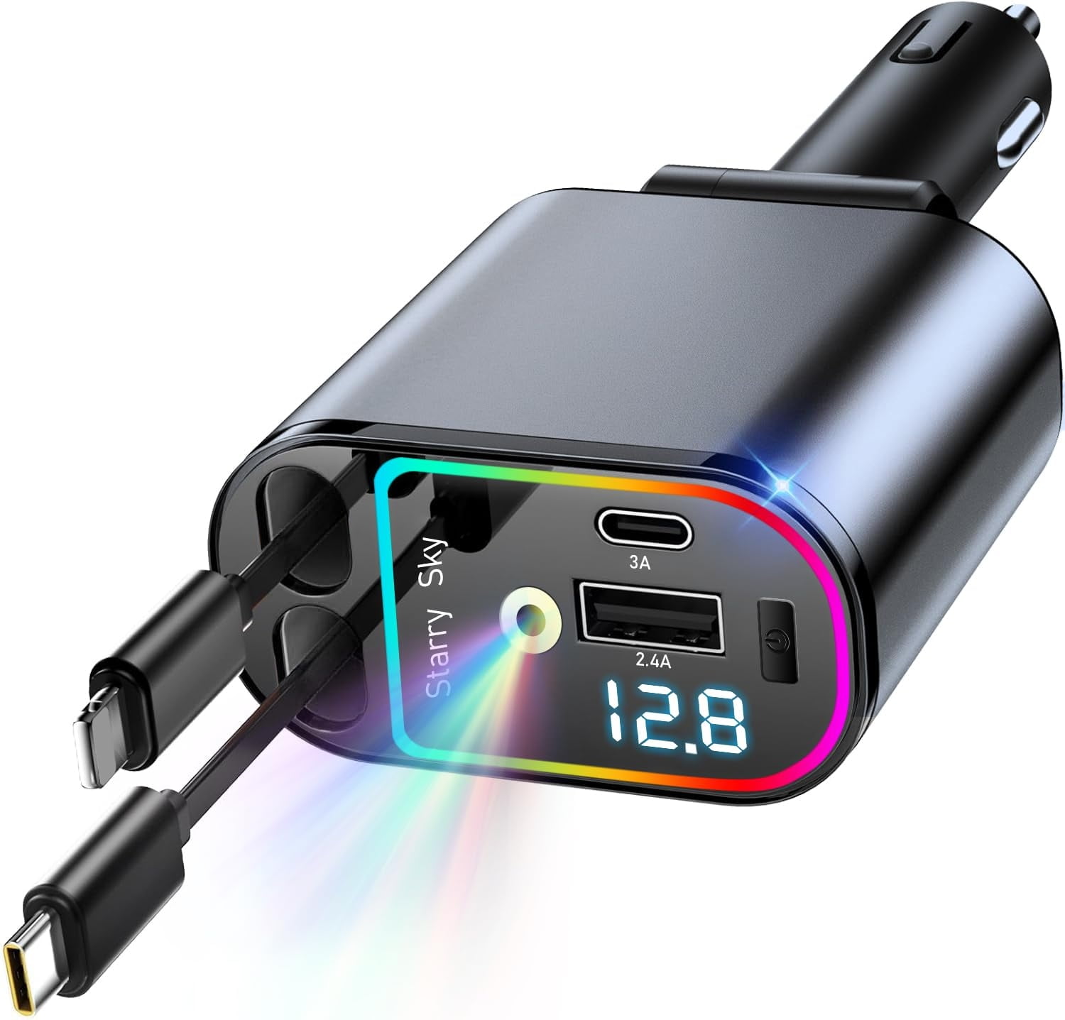 cool mall 4-in-1 Retractable Car Charger 120W Fast Charging for iPhone ...
