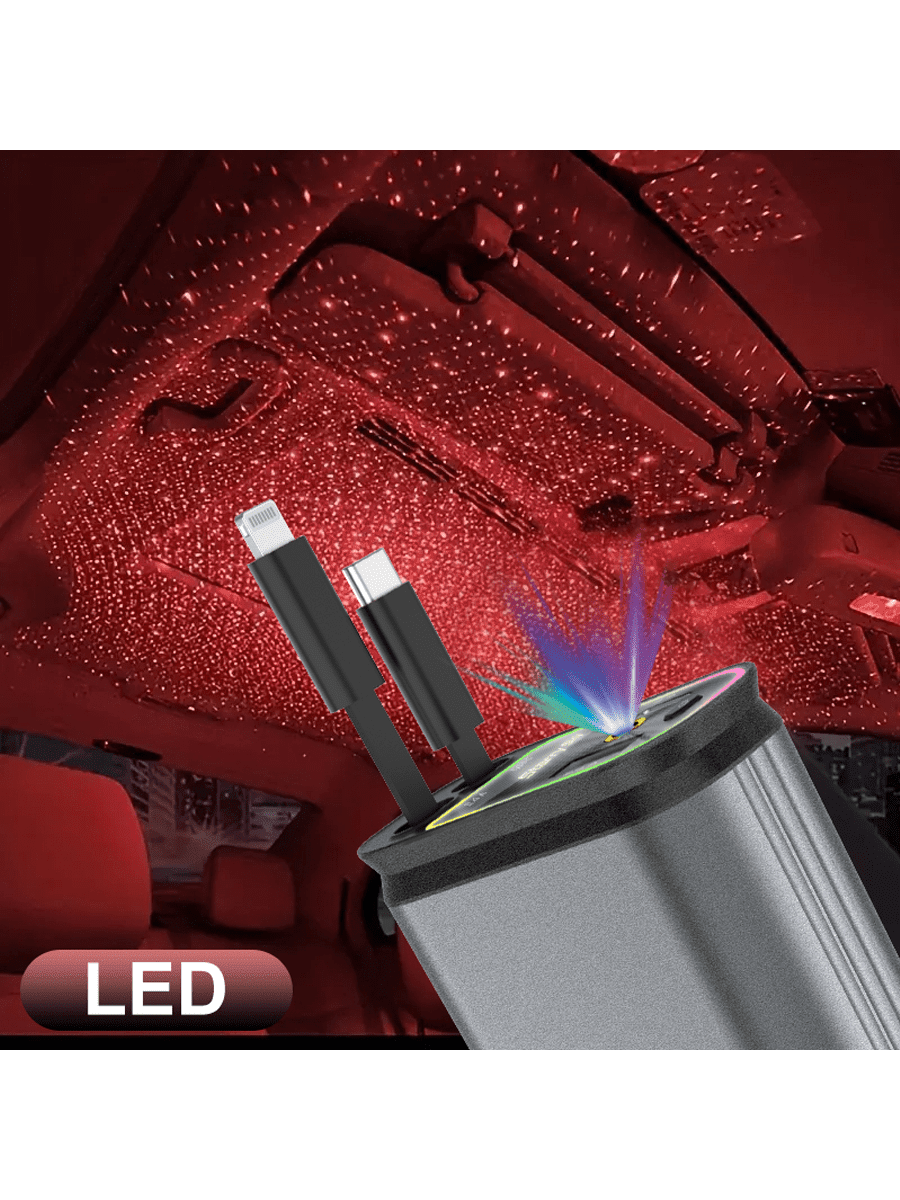 4-in-1 Retractable Fast Car Charger with Star Projector - 66W High ...