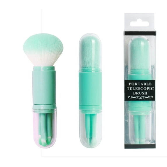 4-in-1 Retractable Makeup Brush Synthetic Bristles Vegan Double-Ended ...