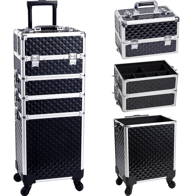Joligrace 4 in 1 Rolling Makeup Train Case Large Cosmetic Trolley with ...
