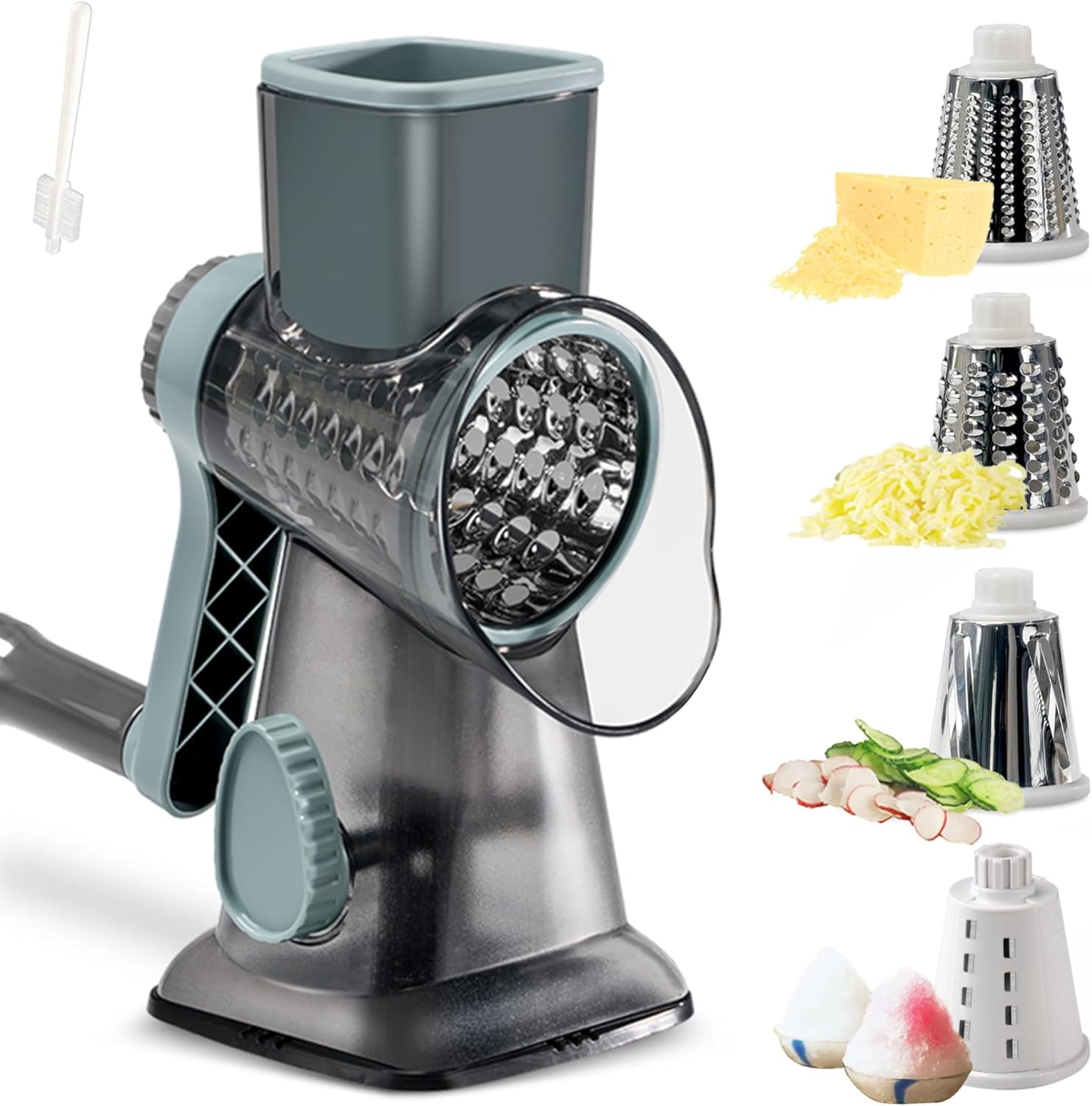 4-in-1 Rotary Cheese Grater with Hand Crank and Suction Base - 4 ...