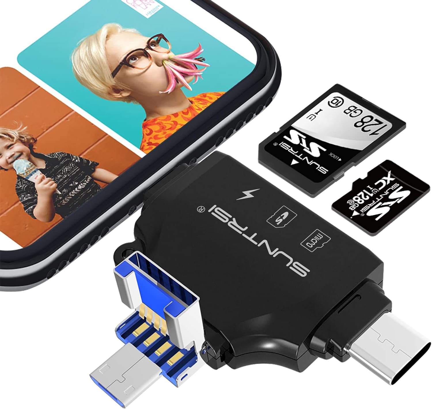 4 in 1 SD Reader for iPhone ipad Android Mac PC Camera,ro SD Reader ...