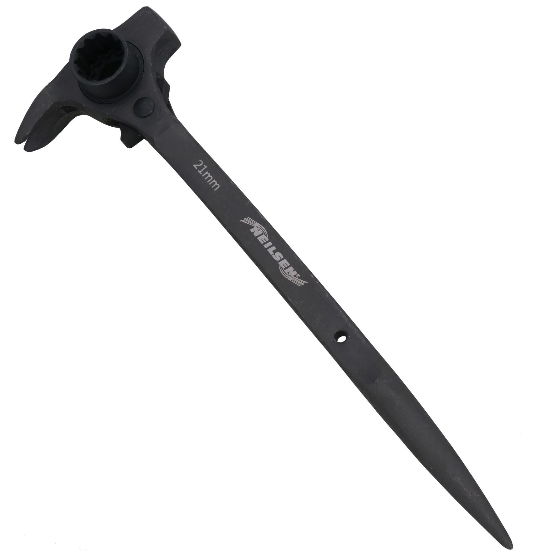 4 in 1 Scaffold Spanner Ratchet Podger Bi-Hex 17 & 21mm Claw Hammer Pry ...