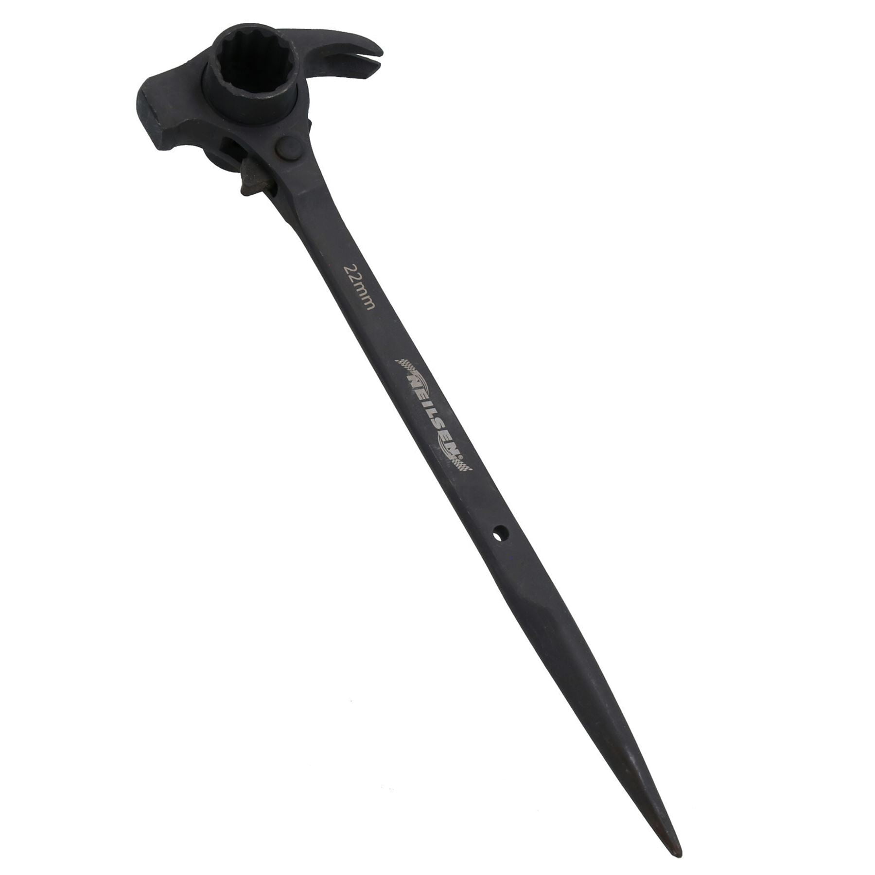 4 in 1 Scaffold Spanner Ratchet Podger Bi-Hex 19 & 22mm Claw Hammer Pry ...