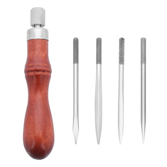 4 in 1 Sewing Awl with Wood Handle Hand Awl Tool for Repair - Walmart.com