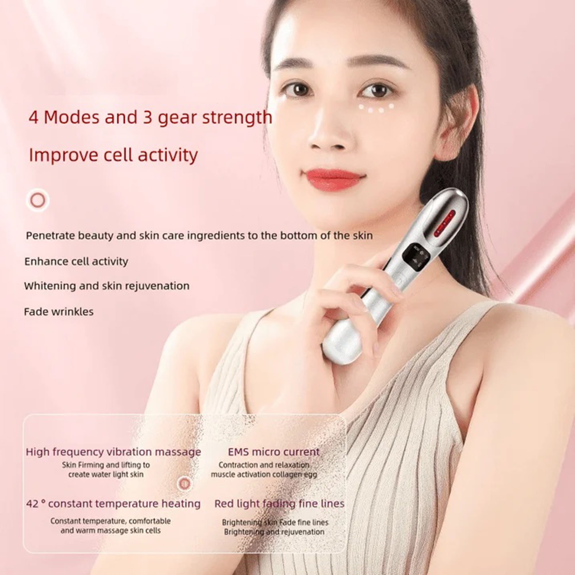 4-in-1 Skincare Wand,Eye beauty instrument,Red Light Therapy, EMS ...