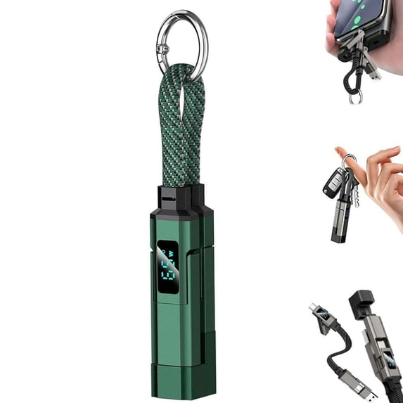 4-in-1 Smart Display Keychain , 65w Fast Portable Digital Charger ...