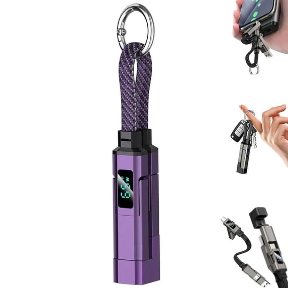 4-in-1 Smart Display Keychain , 65w Fast Portable Digital Charger ...