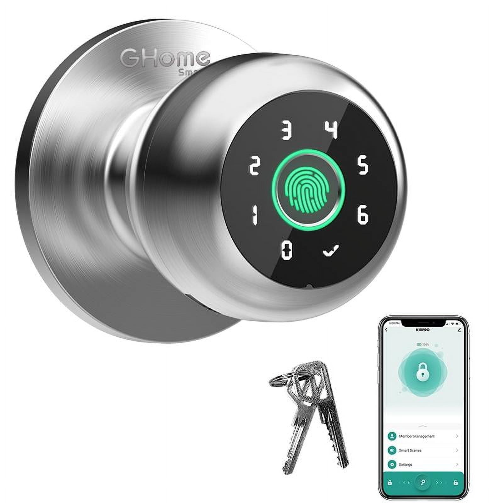 4-in-1 Smart Fingerprint Door Knob - Keypad, Biometric & App Control ...