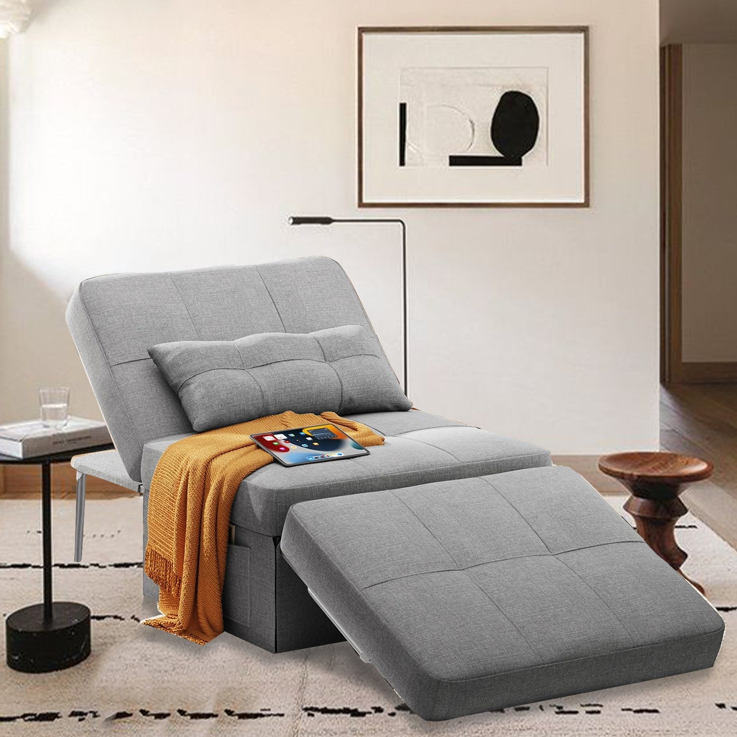 4 in 1 Sofa Bed, Sleeper Chair Bed Convertible Chair with Adjustable ...