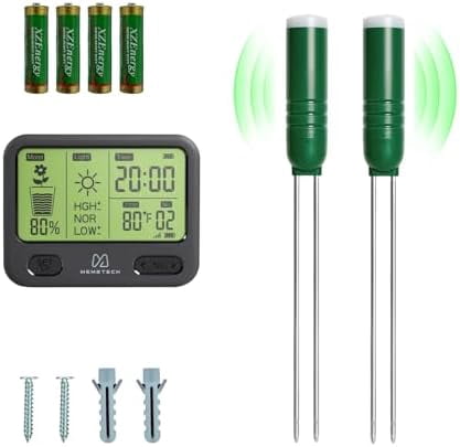 4-in-1 Soil Meter for Plants, Wireless Remote Monitor for Temperature ...