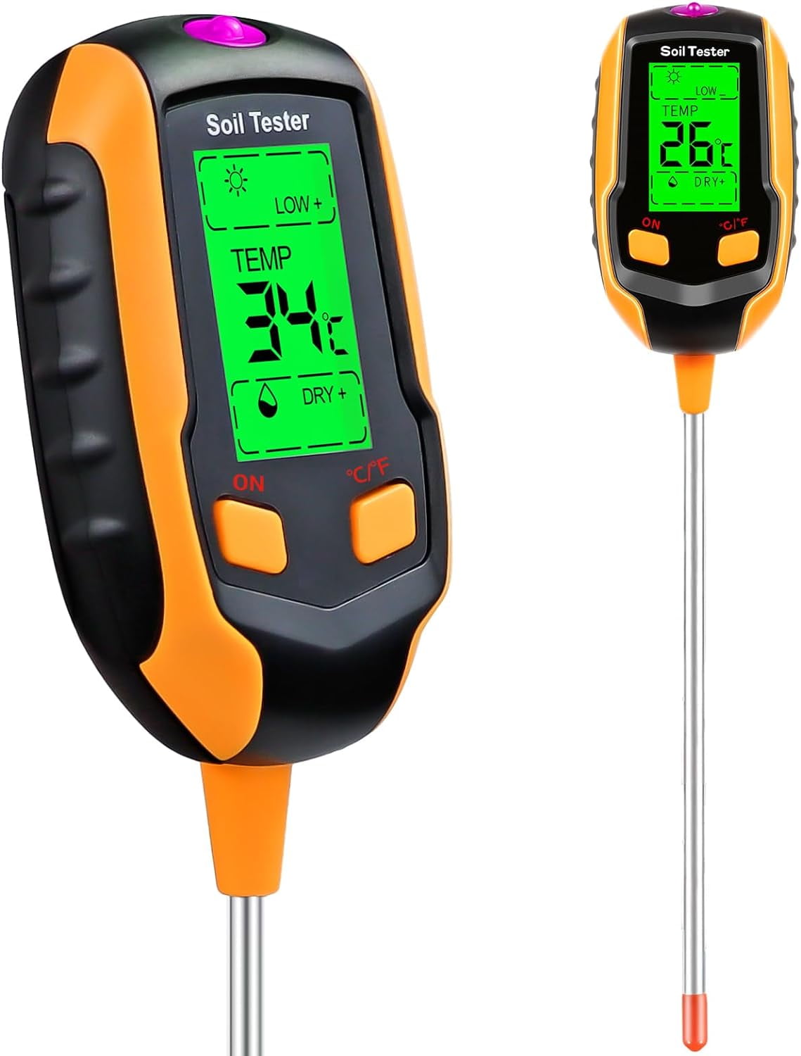 4-in-1 Soil Moisture Meter Digital Plant Temperature/Soil Moisture/PH Meter/Sunlight Intensity ...