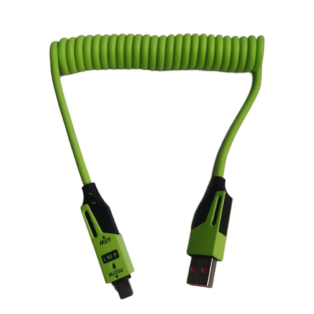 4 in 1 -Spring Extension Data Cable Portable Telescopic 2025 Charging ...