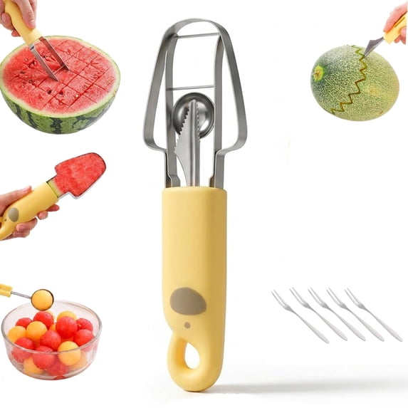 4-in-1 Stainless Steel Fruit Cutter, Multifunctional Watermelon Slicer ...
