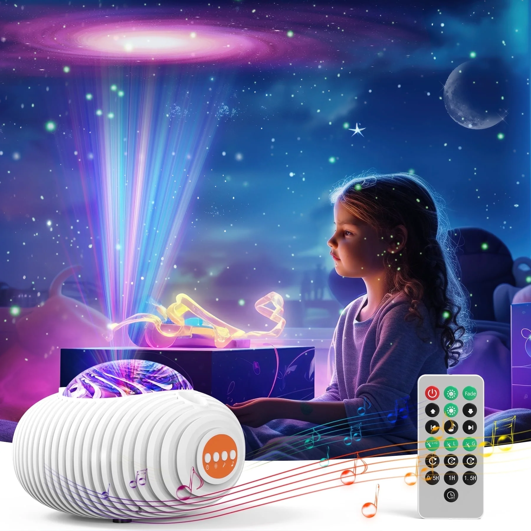 4-in-1 Star Projector, Kid Night Lights with 2 modes & 5 White Noise ...