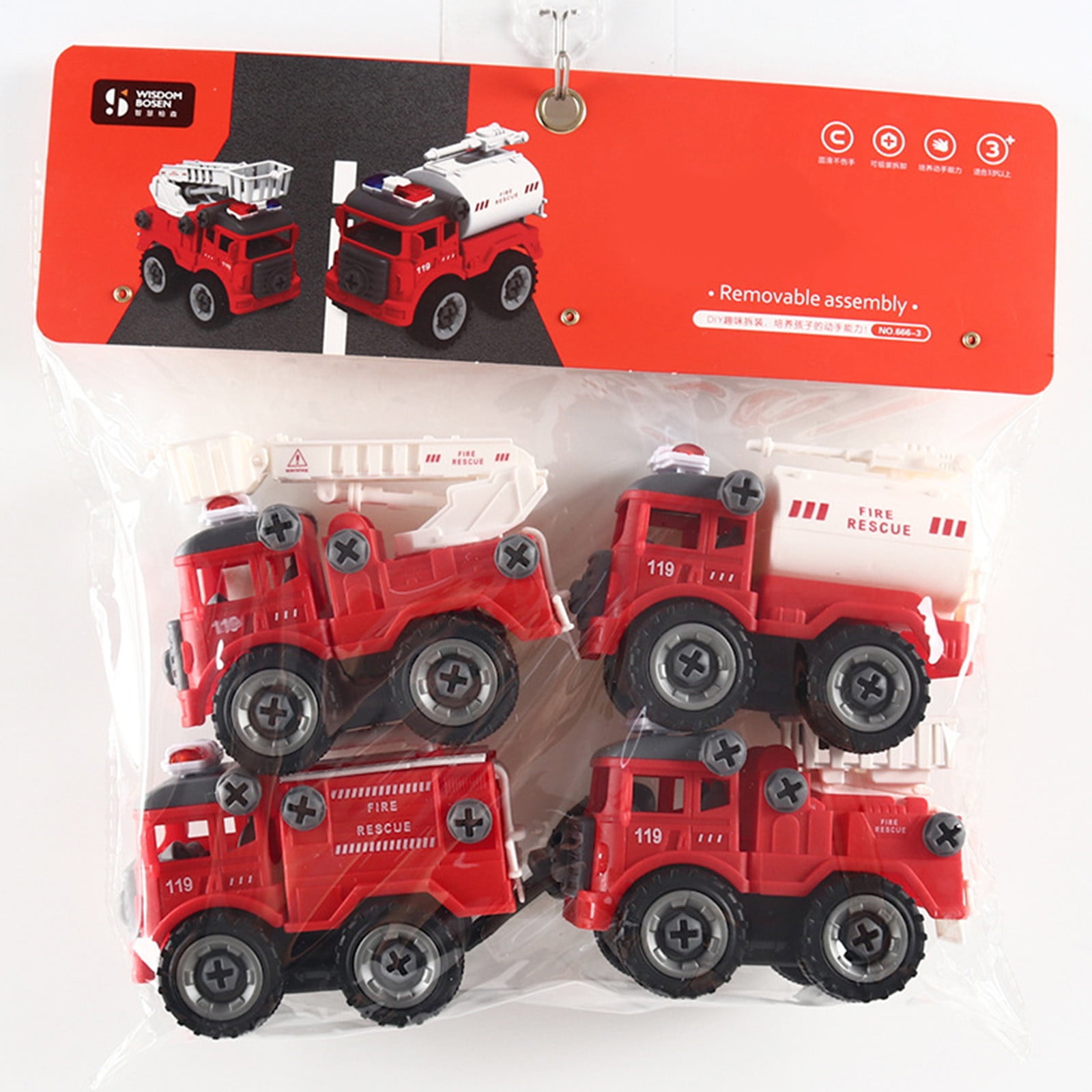 4-in-1 Take Apart Toys Truck with Electric Drill, DIY Assembly Fire ...