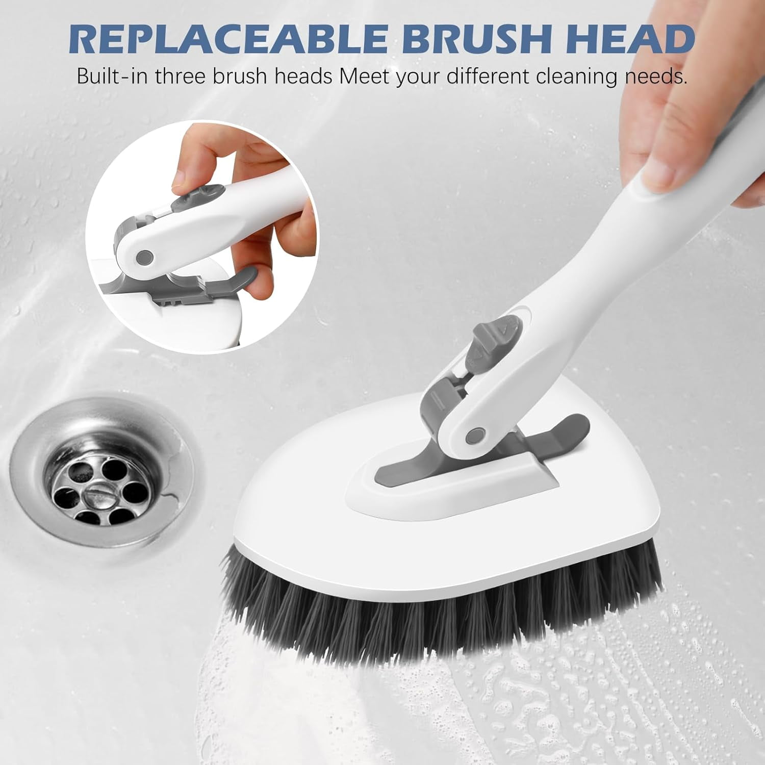 4-in-1 Tile Tub Floor Scrubber with 52-inch Adjustable Long Handle ...