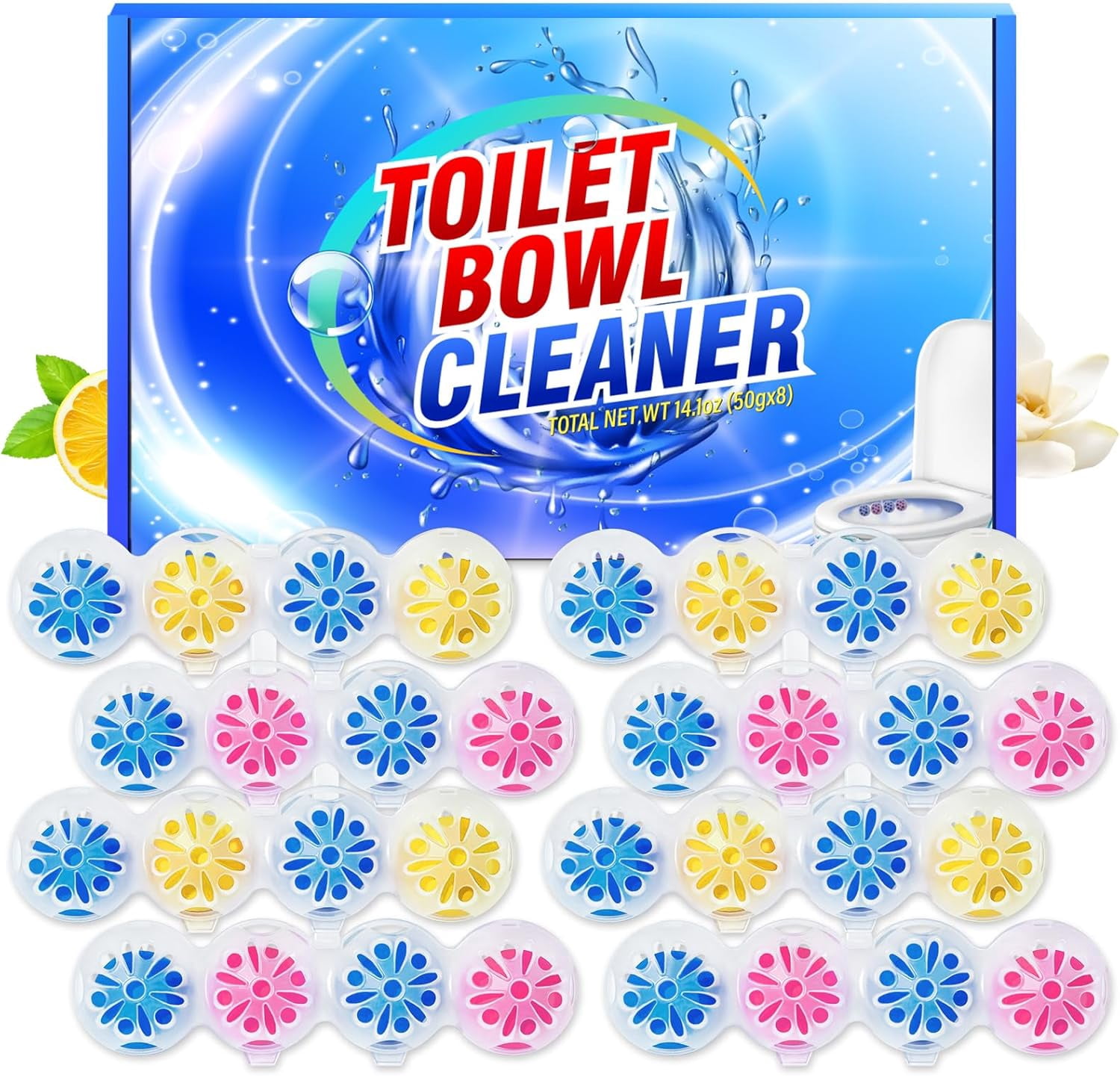 4-in-1 Toilet Bowl Cleaner, Rim Hanger Automatic Toilet Bowl Freshener ...