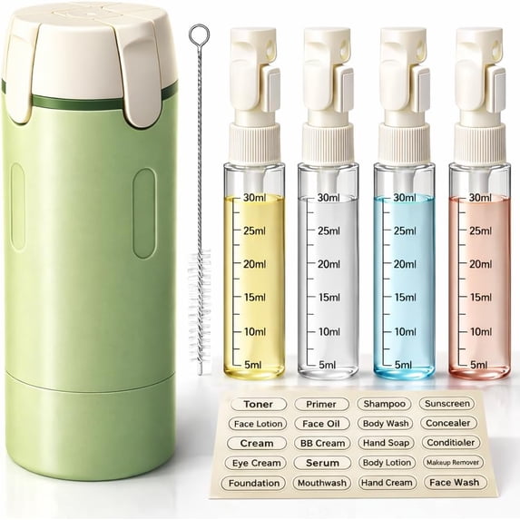 4-in-1 Travel Bottles for Toiletries, Travel Pump Bottle，Leak-Proof ...