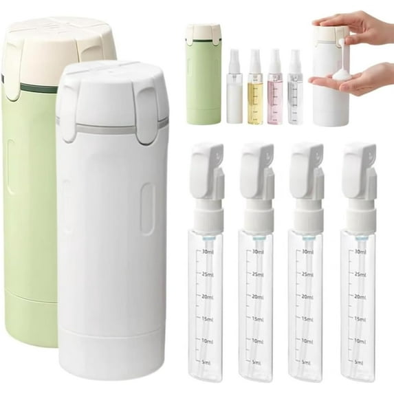 4-in-1 Travel Dispenser Bottle, Portable Leak Proof Refillable Toiletry ...