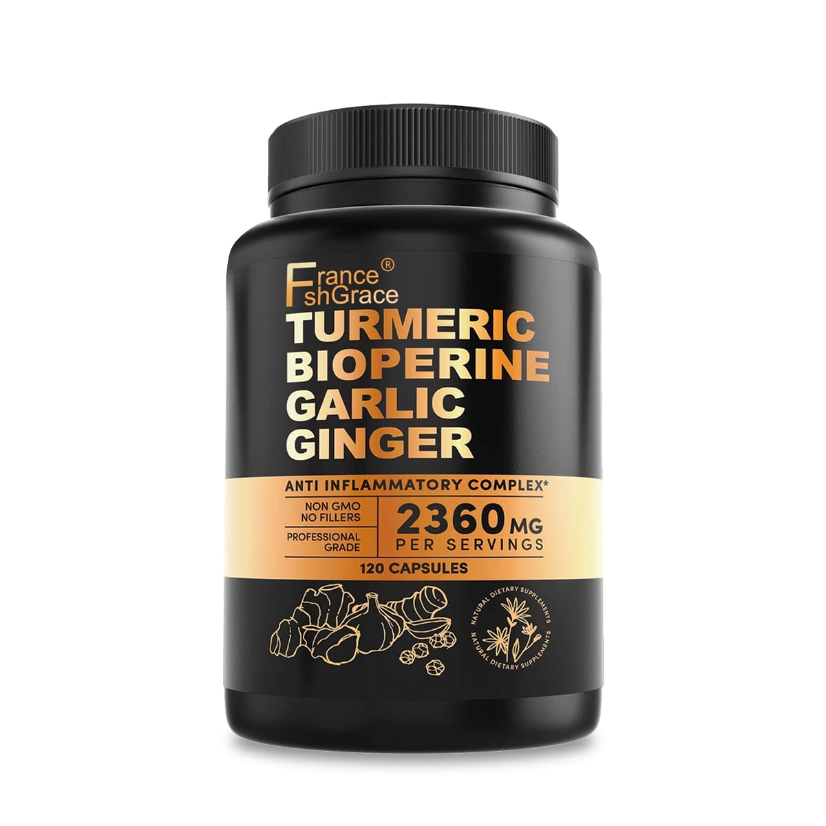 4-in-1 Turmeric and Garlic Supplements with Bioperine 2360 mg (120 ct ...