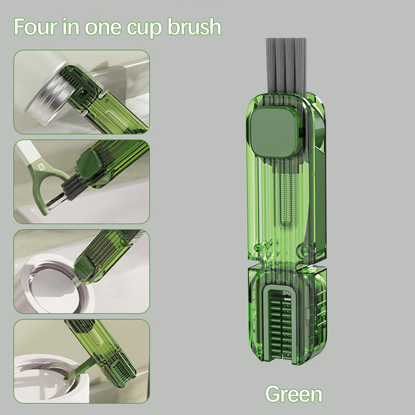 4-in-1 U-Shaped Cup Lid Crevice Brush Kit - BPA-Free Bottle Straw ...