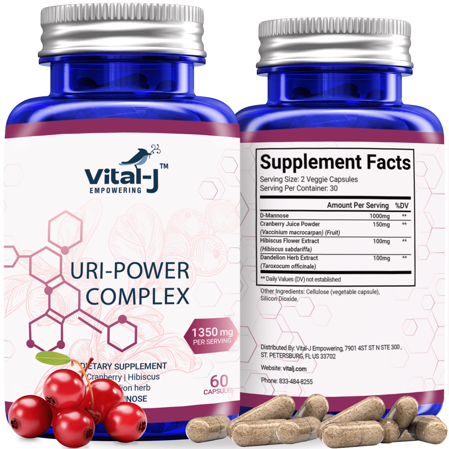 4-in-1 URI Power Complex 1350mg - D Mannose, Cranberry, Hibiscus, and ...