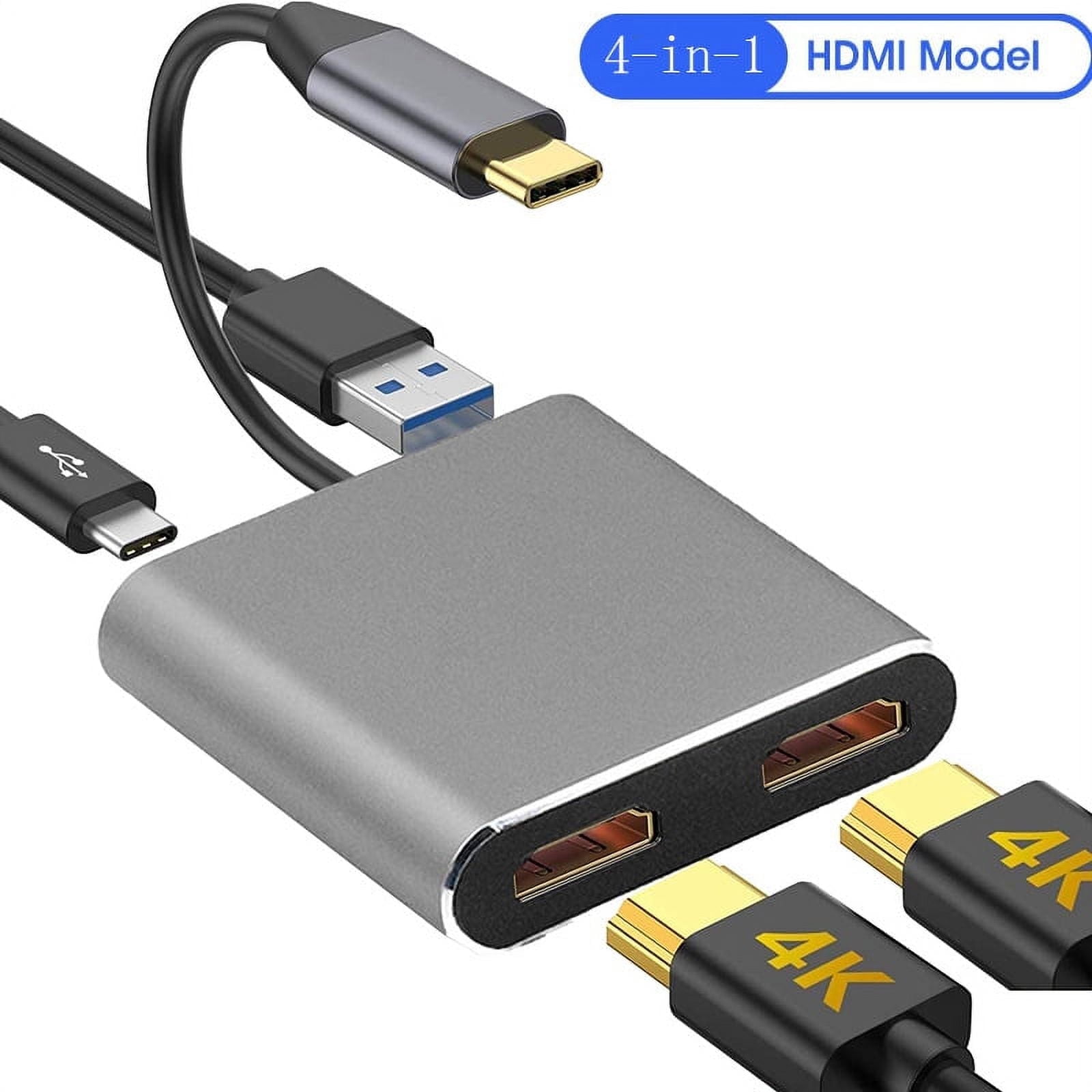 Betrusami 4 in 1 USB C Dock, Dual HDMI, VGA, USB Hub Adapter, Aluminum ...