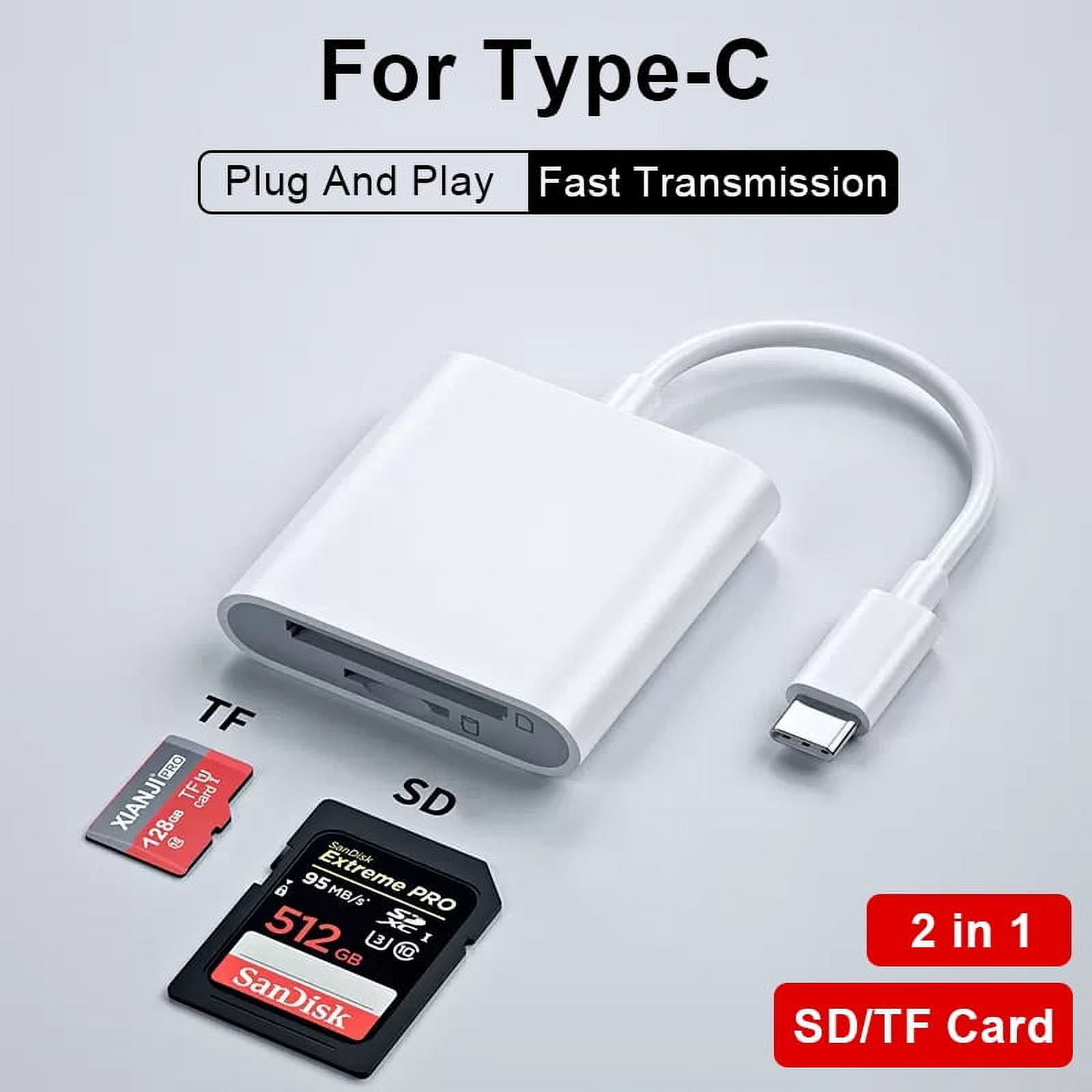 4 in 1 USB Card Reader SD/TF Card for iPhone 14 13 12 11 Pro Max ...